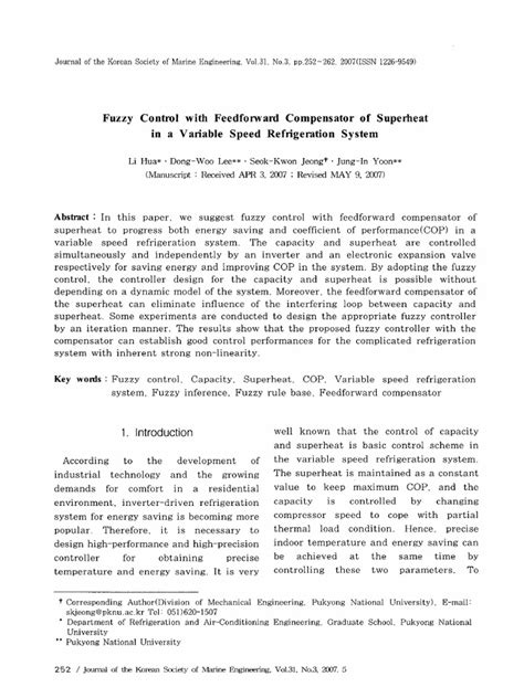 fuzzy control with feedforward compensator of superheat in a variable