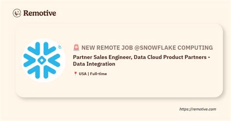 Hiring Partner Sales Engineer Data Cloud Product Partners Data Integration Snowflake Computing
