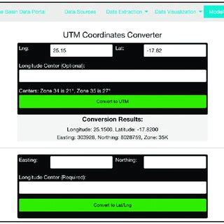 Screenshot Of Utm Coordinates Conversion Tool Providing The Ability To