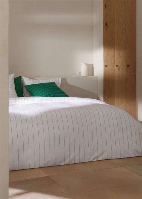 Housse De Couette Coton Imprimée Rayures Lit 135 Cm Femme Mango Congo