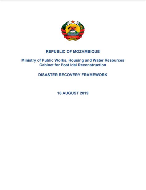 Mozambique Disaster Recovery Framework 2019 Irp Mozambique Disaster Recovery Framework 2019 Irp