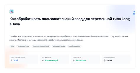 Как обрабатывать пользовательский ввод для переменной типа Long в Java