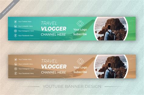 Design De Capa De Viagem Exclusivo Do Youtube E Banner De Vlogs De