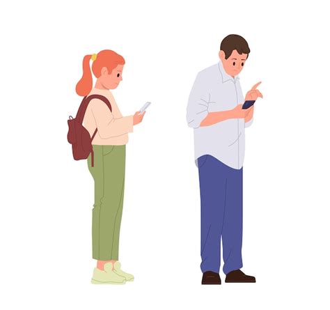Premium Vector People Cartoon Characters Using Smartphone Digital
