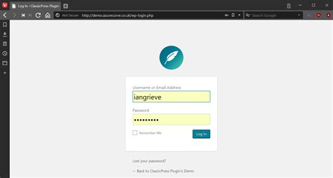 Installing Classicpress First Login Azurecurve