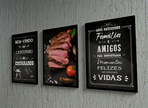 Quadros Para Area De Churrasco Kit De 3 Decoração Mercado Livre