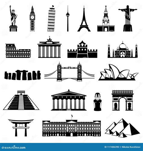 Countries Of The World Silhouette Architecture Monument Or Landmark