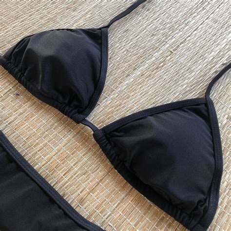 Biquíni Cortininha Fio Dental Preto Dondoca Moda Feminina Dondoca