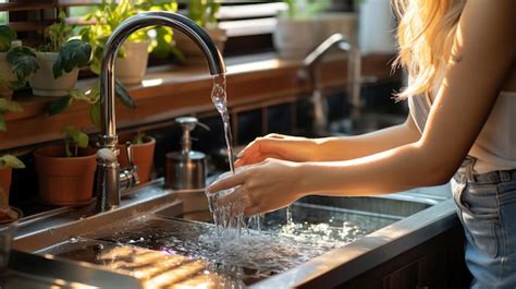 Premium Ai Image Housewife Washing Hands After Washing Dishes In At