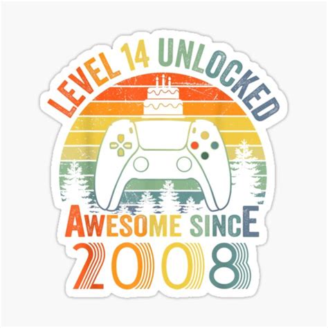 Level 14 Unlocked Video Gamer 14 Years Old 14 Birthday Sticker For Sale By Gizaboco Redbubble