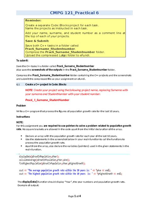 Cmpg121 Prac 6 Practical 6 Cmpg 121practical 6 Reminder Create A Separate Codeblocks