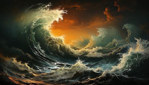 Premium Ai Image Tsunami Coming Towards To Screen A Big Destructive Wave