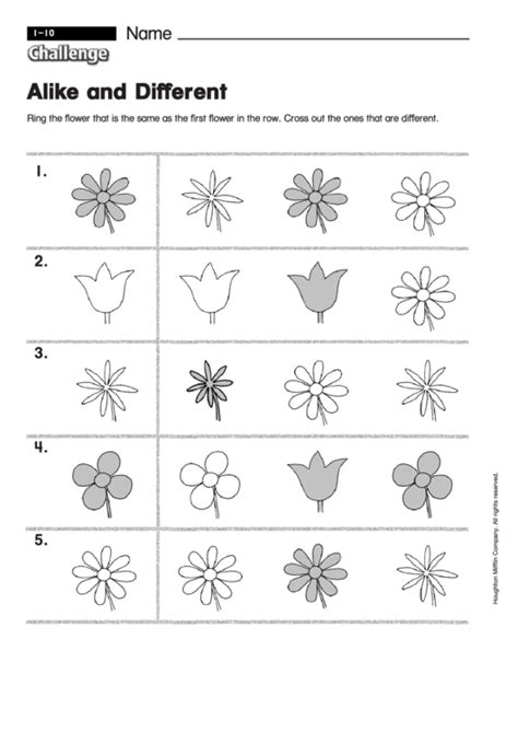 Alike And Different Pattern Worksheet With Answers Printable Pdf Download