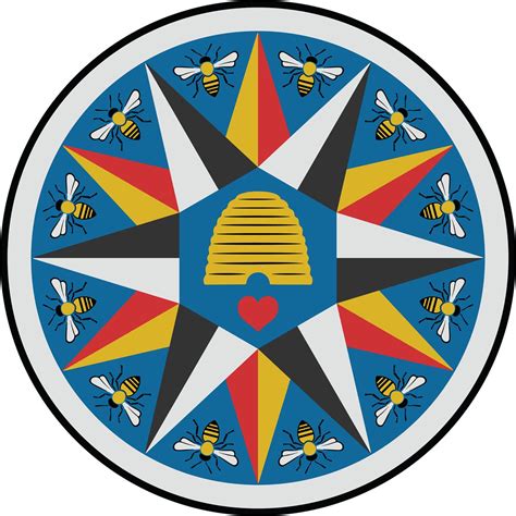 Bees And Beehive Hex Sign Coat Of Arms Bee Hive Signs