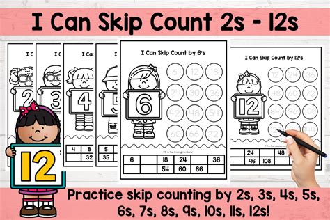 Skip Counting Worksheets 2 12 Graphic By Messybeautifulfun Creative