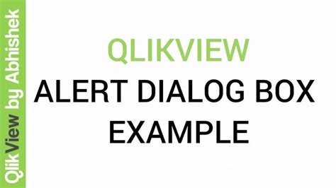 Qlikview Tutorial Qlikview Alert Dialog Box Example Data And Tools