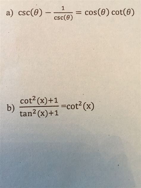 Solved Csc Theta Csc Theta Cos Theta Cot Chegg
