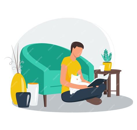 Premium Vector Man Reading Book Concept Flat Vector Illustration