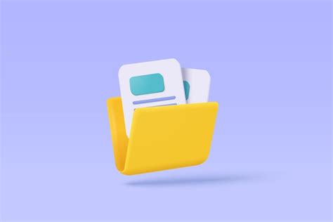 관리 파일 문서를 위한 3d 폴더 및 종이 프로젝트 계획 개념에 대한 효율적인 작업 문서 만화 스타일 파일 아이콘이 있는 최소