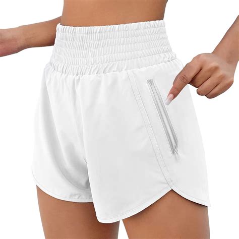 Mqlkf Womens Running Quick Dry Shorts Workout Elastic Waist Athletic