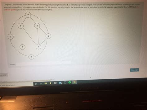 Solved Complete A Breadth First Search Traversal On The