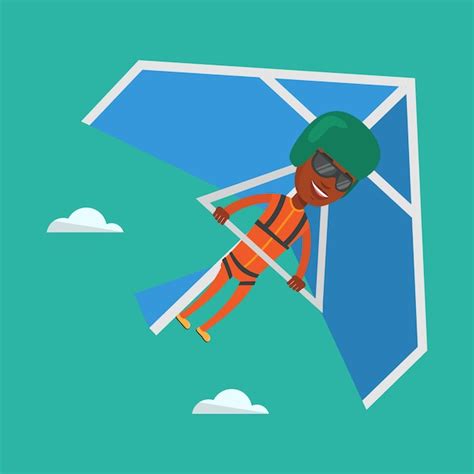 Premium Vector Man Flying On Hang Glider Vector Illustration