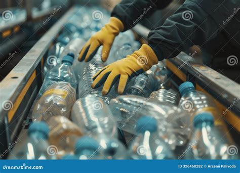 Hands Sorting Plastic Bottles On Conveyor Belt Stock Illustration Illustration Of Disposal