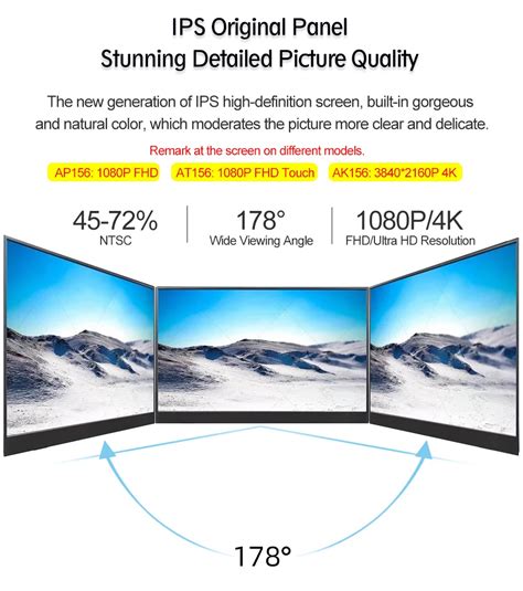 15,6 дюймов 4K 3840x2160 портативный монитор HDMI Type-C 3,1 второй ...