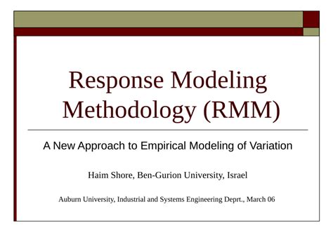 Pdf Response Modeling Methodology Rmm Explained