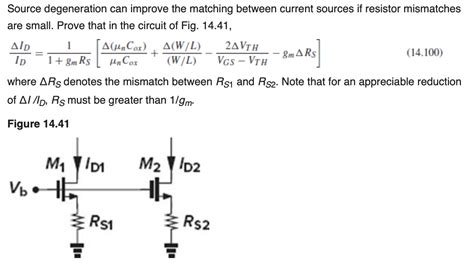 Solved Source Degeneration Can Improve The Matching Between