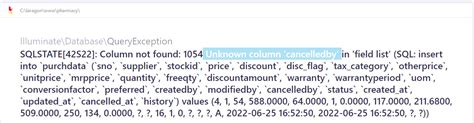Php Laravel Showing Alert That Column Not Found Instead Of Ignoring The Unwanted Columns In