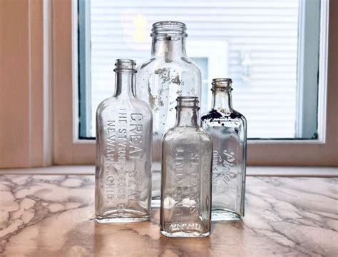 Vintage Embossed Glass Bottles Embossed Glass Vintage Glass Vintage