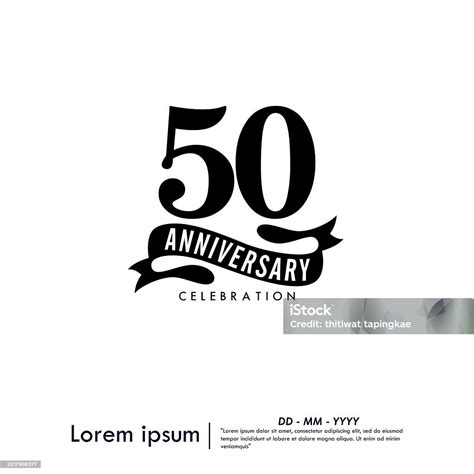 창립 50주년 기념 엠블럼 축하 기념일 로고는 흰색 배경에 리본으로 격리되어 있습니다 웹 전단지 포스터 인사말 카드에 대한 벡터 일러스트 레이 션 템플릿 디자인 50에 대한