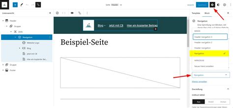 navigation block beim full site editing fse anleitung