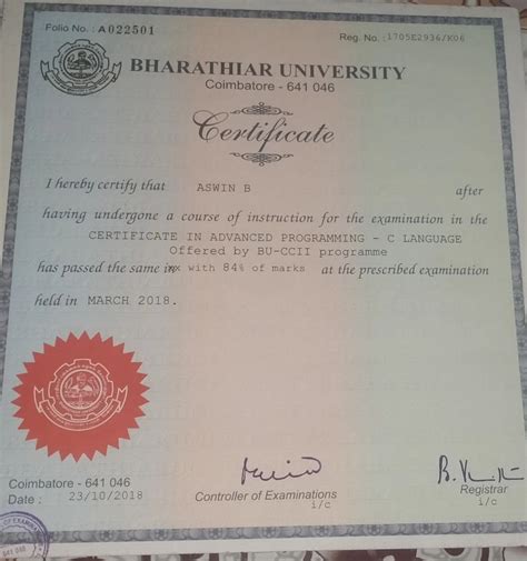 Clanguage Bharathiyaruniversity Programmingskills Aswin B