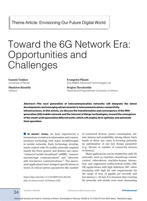 Pdf Toward The 6g Network Era Opportunities And Challenges