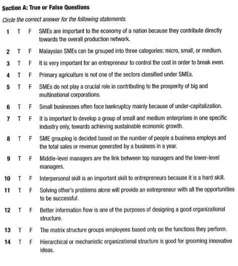 Solved Section A True Or False Questions Circle The Correct