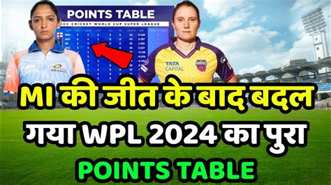 Wpl 2024 Today Points Table Mi Vs Upw After Match Points Table Wpl