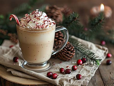 Natural Holiday Cocktail A Frothy Peppermint Mocktail In A Clear Mug