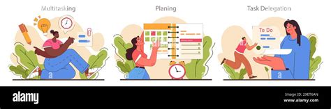 Time Management Skills Character With Self Discipline Planning And