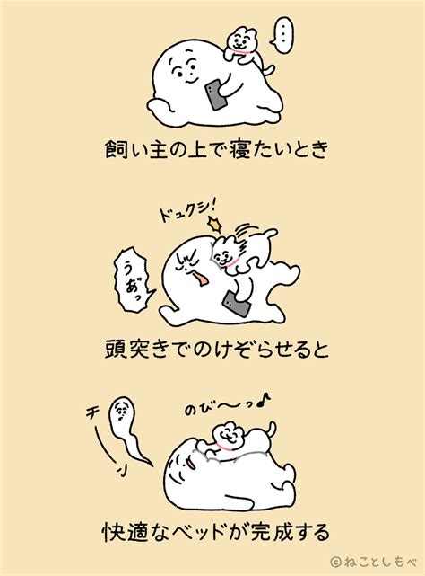 「飼い主の上で寝たいねこ 」ねことしもべの漫画