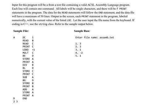 Solved Write A Program To Compile And Output Acsl Assembly Chegg