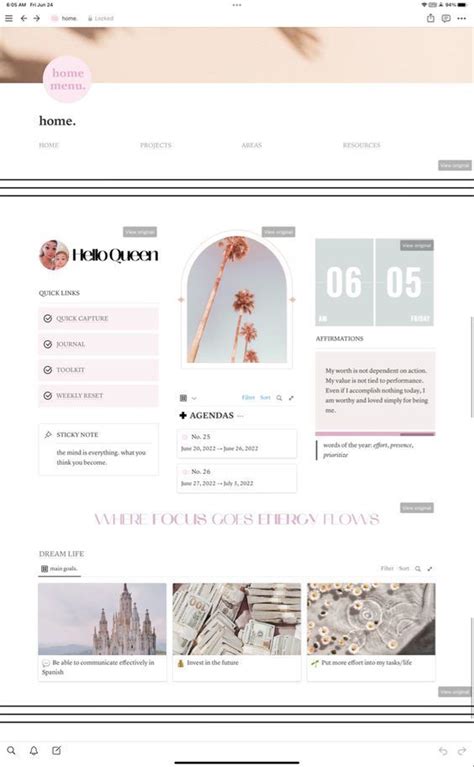 Notion Home Page Ideas Notions Templates Digital Planner