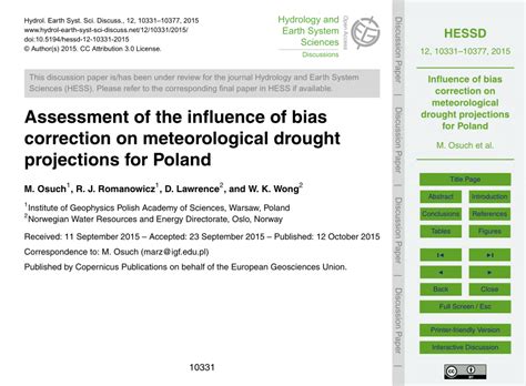 Pdf Influence Of Bias Correction On Meteorological Drought Projections For Poland Assessment