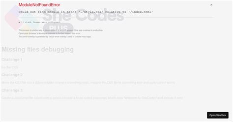 Missing Files Debugging Challenge Forked Codesandbox