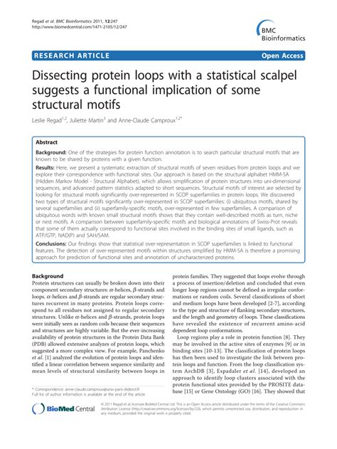 Pdf Dissecting Protein Loops With A Statistical Scalpel Suggests A