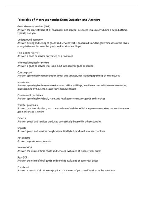 Principles Of Macroeconomics Exam Question And Answers Principles Of Macroeconomics Stuvia Us