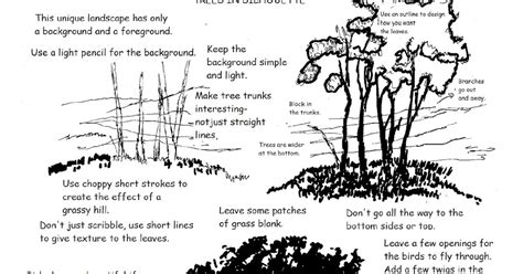How To Draw Worksheets For The Babe Artist Printable How To Draw A Tree In Silhouette Worksheet