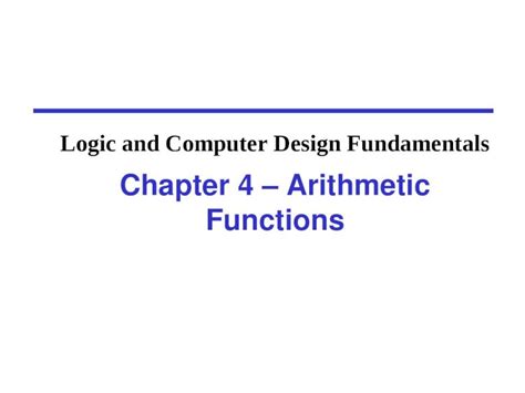 Ppt Chapter 4 Arithmetic Functions Logic And Computer Design