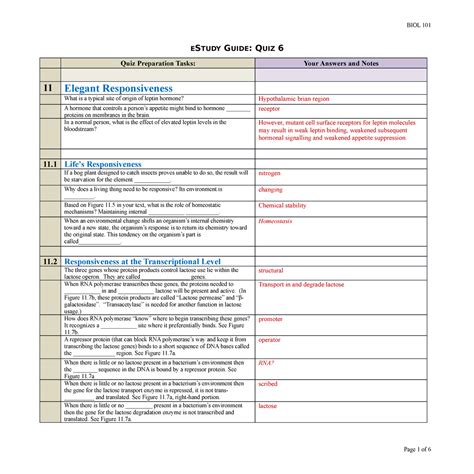 Study Guide Quiz 6 Biol 101 Biol 101 Estudy Guide Quiz 6 Quiz